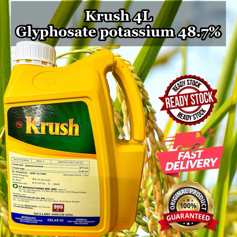 Krush 4Liter glyphosate potassium 48.7% / racun lalang / racun rumpai ...