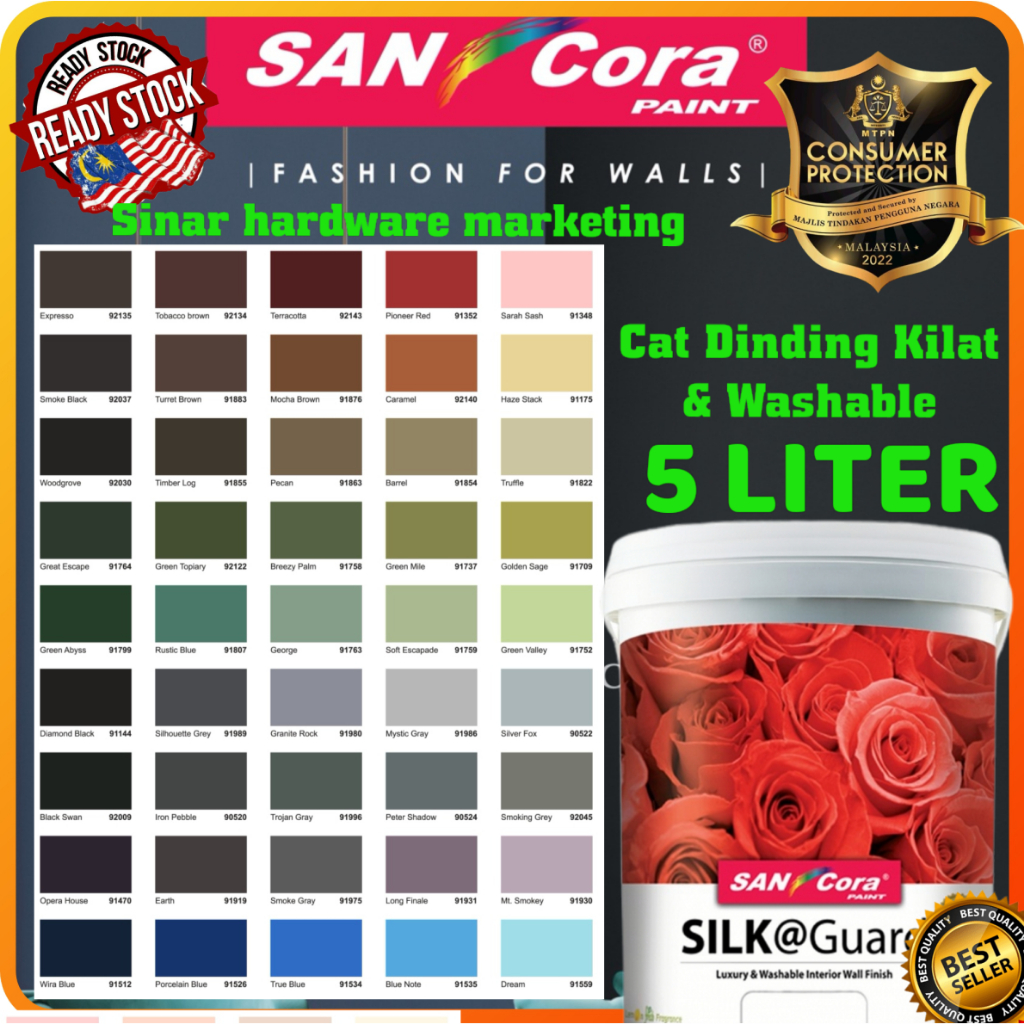 FOC GIFT SINAR SANCORA SILK GUARD 5 LITER INTERIOR SHEEN & WASHABLE ...