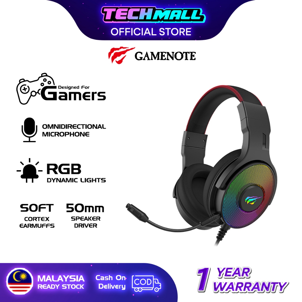 GAMENOTE H2028U Passive Noise Reduction USB 7.1 RGB Gaming Headphone ...