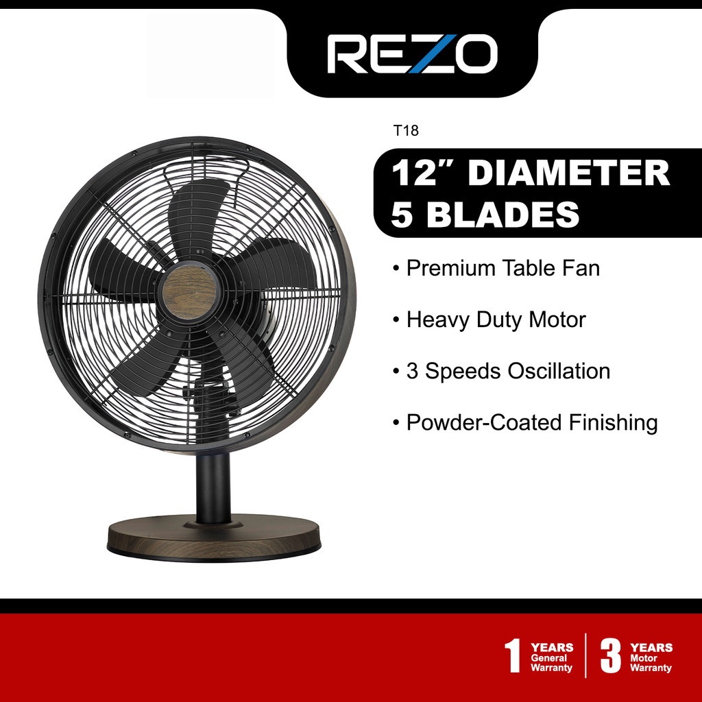 [Kingsman Electrical] REZO Table Fan 12inch 5 Blade T18 Heavy Duty ...