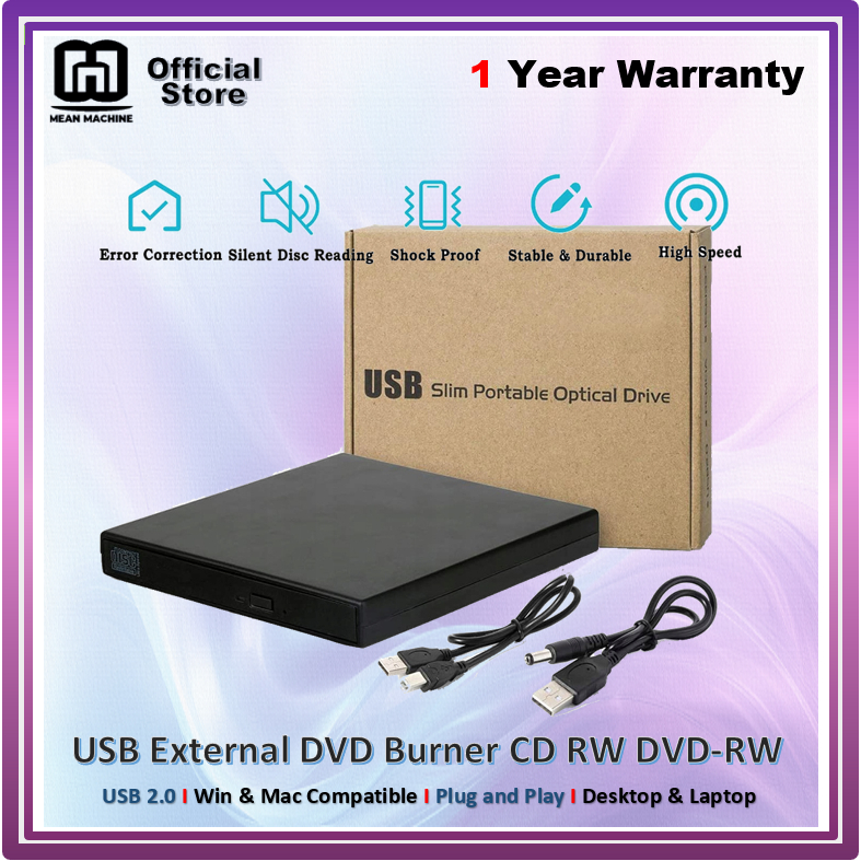 TINYTECH External CD DVD Drive, USB 2.0 Slim Portable External CD-RW ...