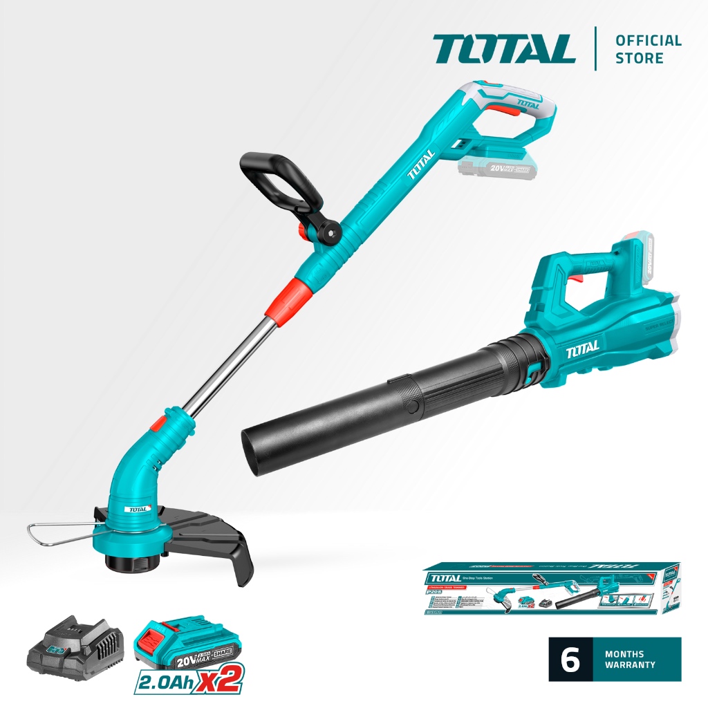 TOTAL Li-ion Grass Trimmer & Blower Combo + 2.0Ah Battery (2 Pcs ...