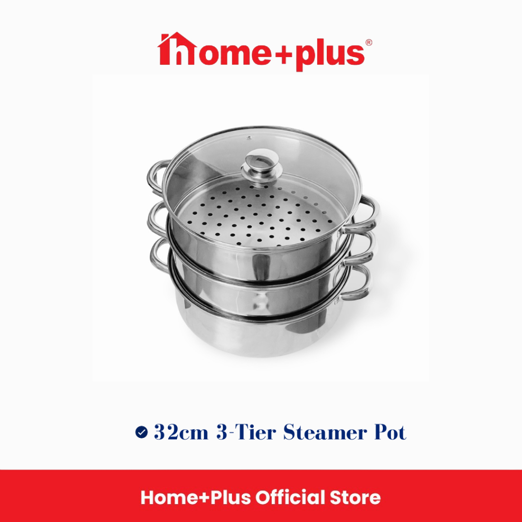 Home+Plus 32cm 3-Tier Steamer Pot | 2in1 Steaming Pot | Steamer Pot ...