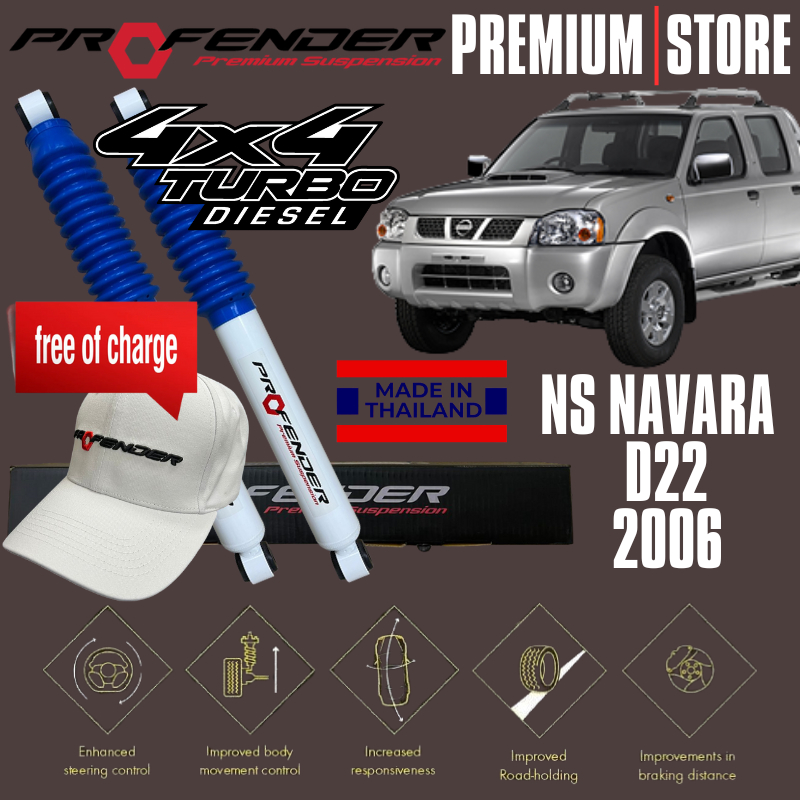 Profender Heavy Duty Shock Absorber Big Bore 40mm Nissan Navara D22 ...