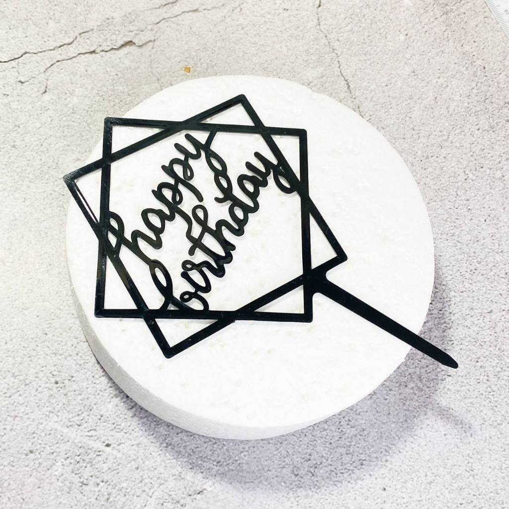 Square Shape Acrylic Happy Birthday Cake Topper Birthday Party Cake ...