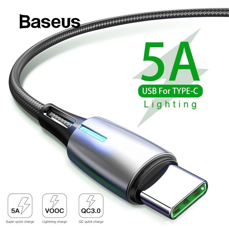 Baseus Original 5A Lamp USB To Type C Data Cable SuperCharge Fast ...