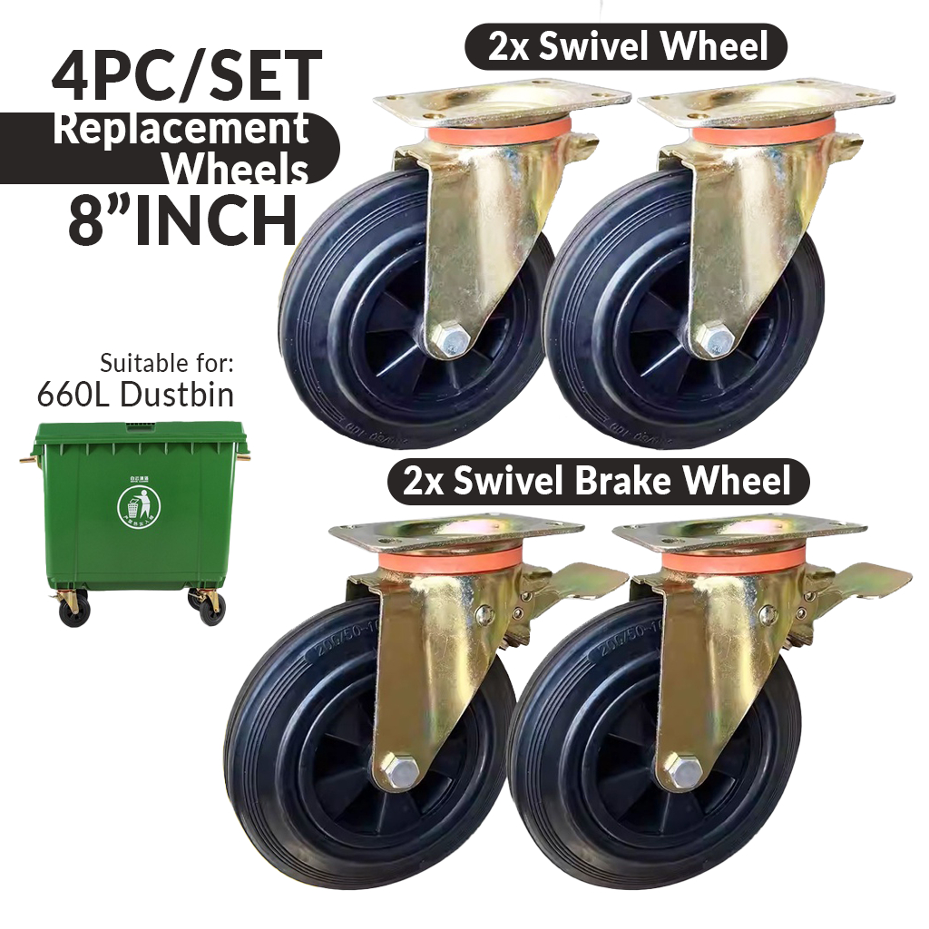 660L Tong Sampah Besar Hijau Bertutup Beroda Outdoor Dustbin with Wheel ...