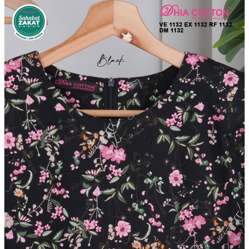 KURUNG DHIA COTTON SEDONDON RAYA 2024 KOD 1132 BLACK | Shopee Malaysia