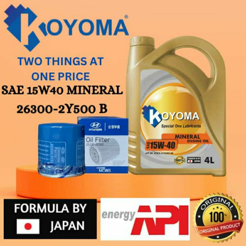 KIA / HYUNDAI OIL FILTER 26300-2Y500 BLUE + KOYOMA 15W40 MINERAL ENGINE ...