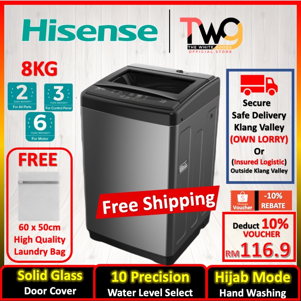 [NEW MODEL] Hisense 8KG Top Load Washer Washing Machine WTAG8511T ...