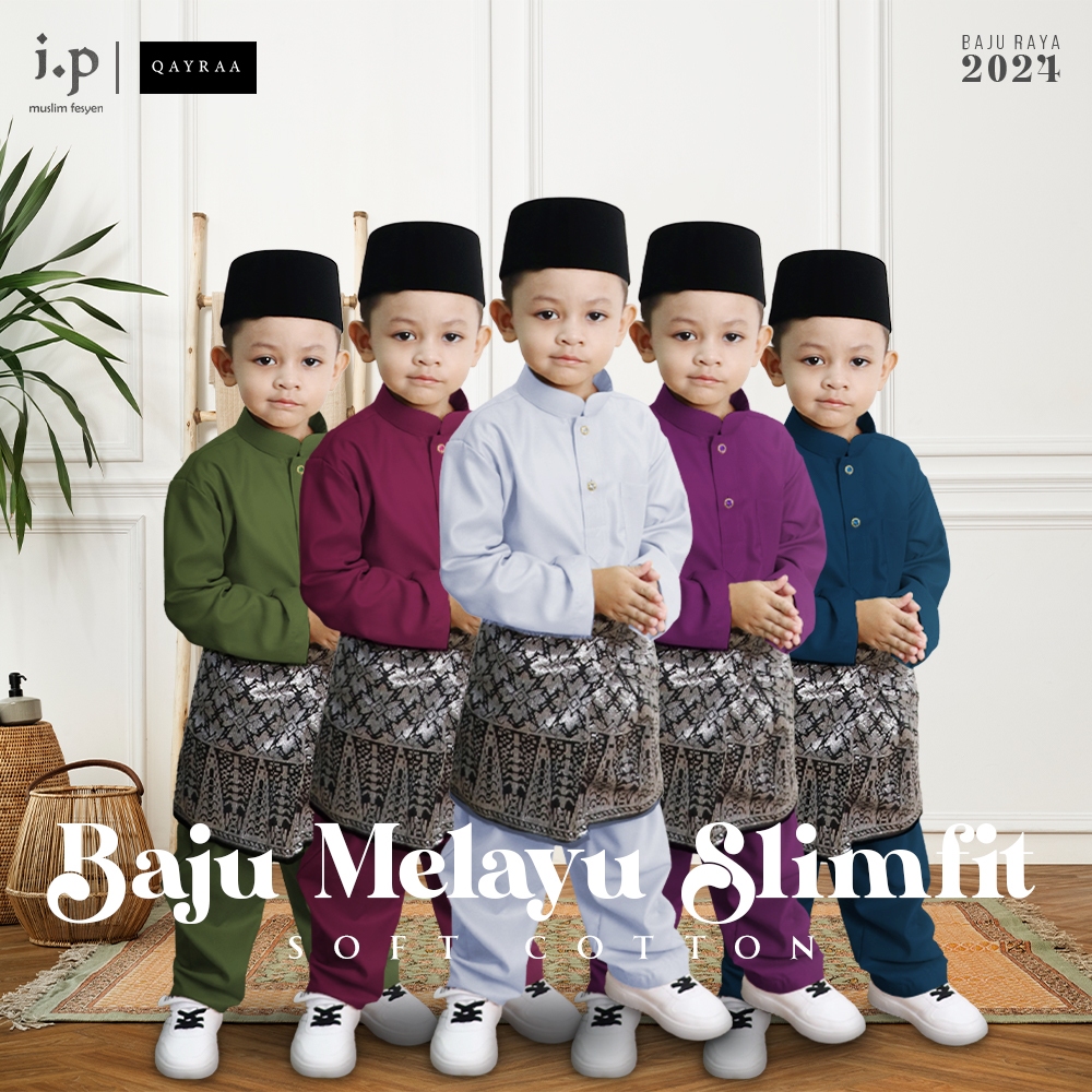 𝐈.𝐏 𝐌𝐮𝐬𝐥𝐢𝐦 𝟐𝟎𝟐𝟒 ♥ Baju Melayu BUDAK SlimFit / 0-14 - MOSS GREEN ...