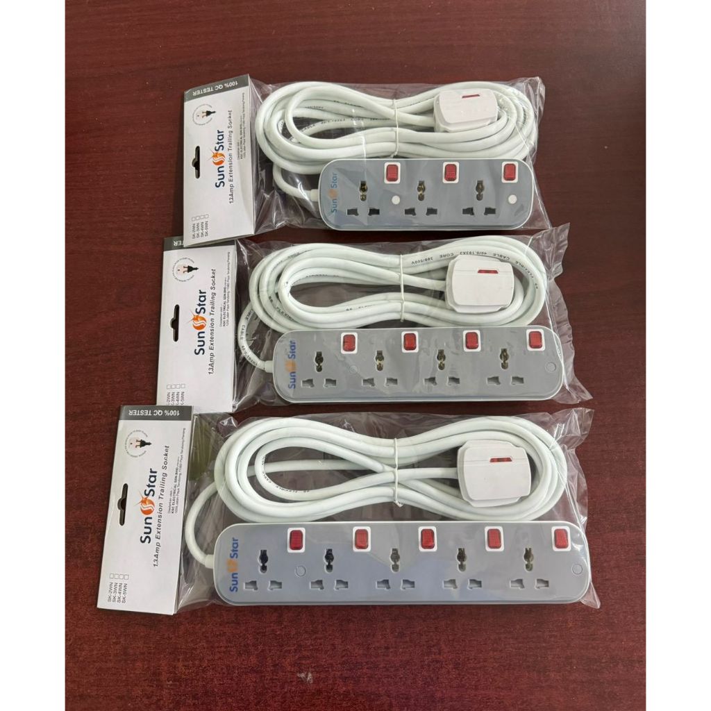 Sunstar Multiple Extension Wire Plug Trailing Socket Extension ...