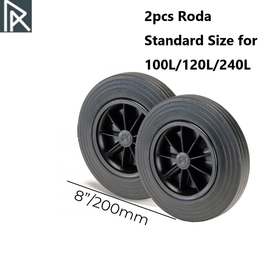 Waste bin wheel 100L 120L 240L RODA TONG SAMPAH HIJAU 8 INCH 1 Set DIY ...