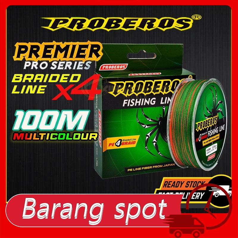 Proberos Braided Fishing Line PE 100M x4 Tali Pancing Benang Tali ...