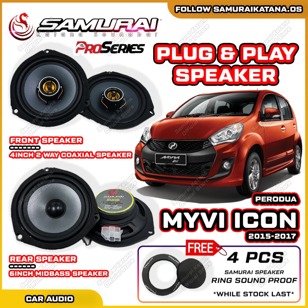 🔊 Perodua Myvi Icon 15-17 Plug & Play Speaker SAMURAI KATANA SOUNDBAR PRO SERIES OEM Car Audio ...