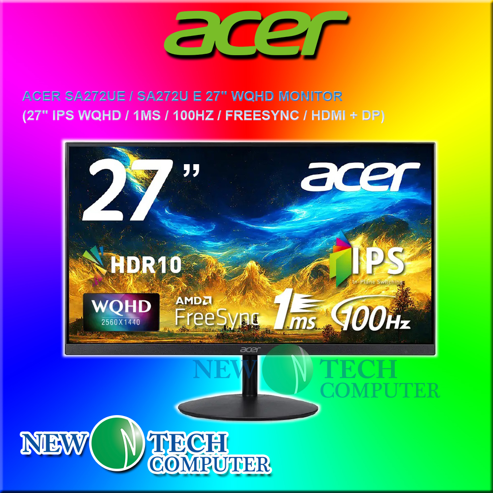 ACER SA272UE / SA272U E 27" WQHD MONITOR (27" IPS WQHD / 1MS / 100HZ ...