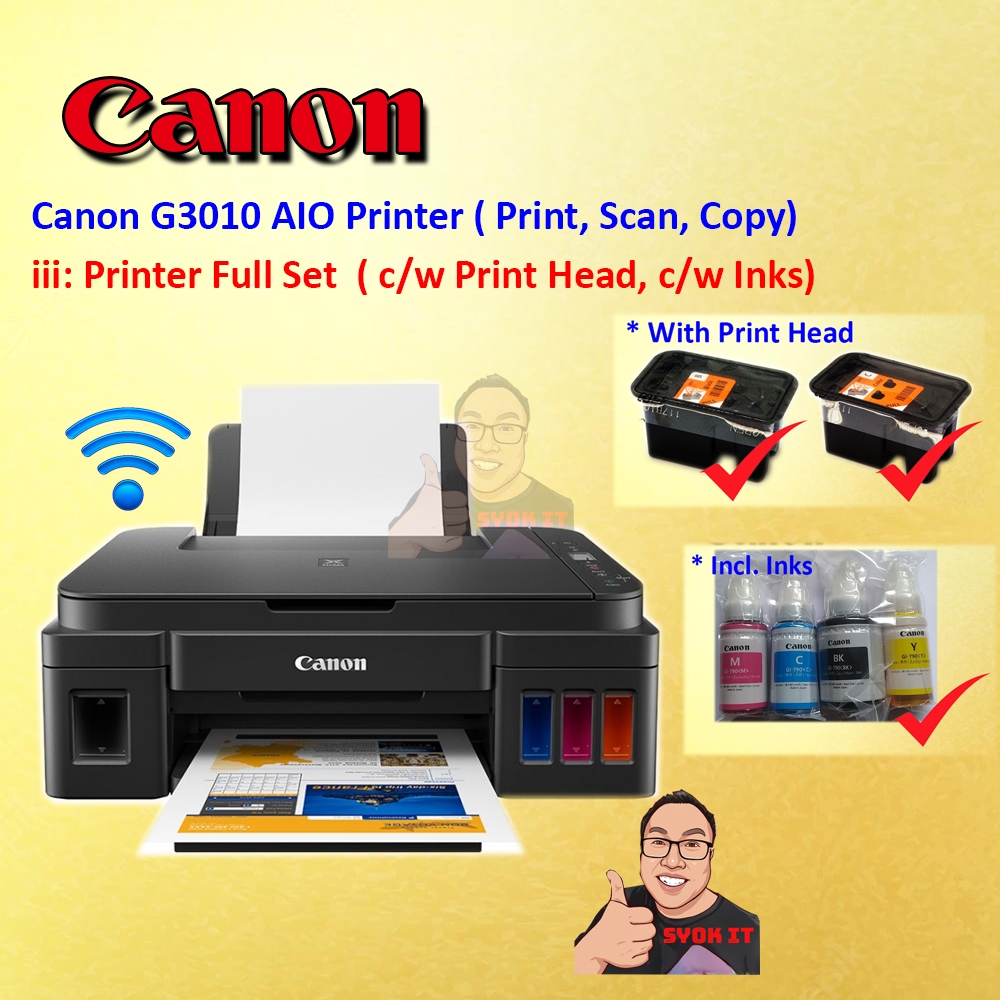 CANON G3010 INK EFFICIENT PRINT SCAN COPY WIFI ALL IN ONE PRINTER ...
