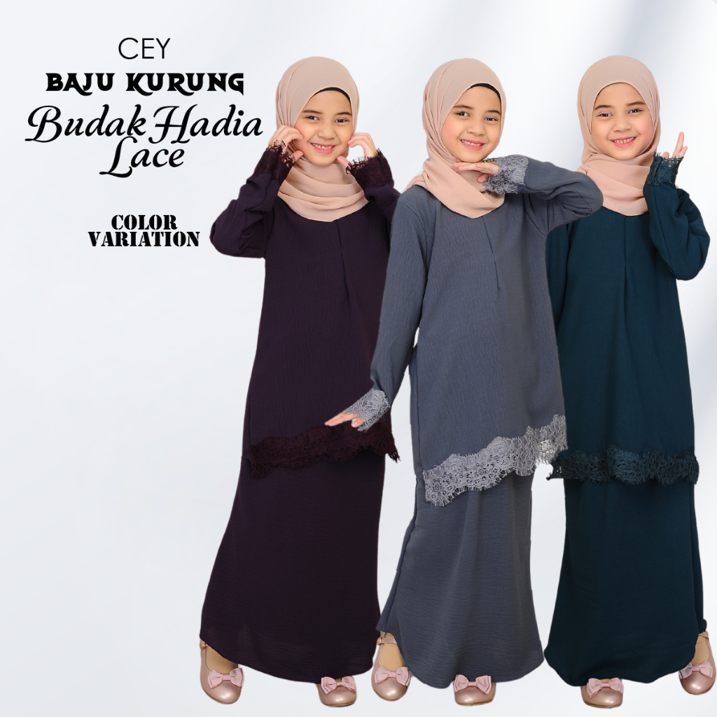 Baju Kurung perempuan Hadia Lace Budak Suit For Raya 2024 (2 Tahun To ...
