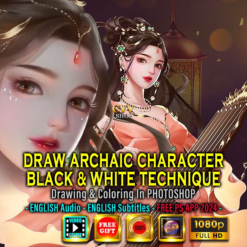 Draw Archaic Character The Guqin Performer With Photoshop For PC ...