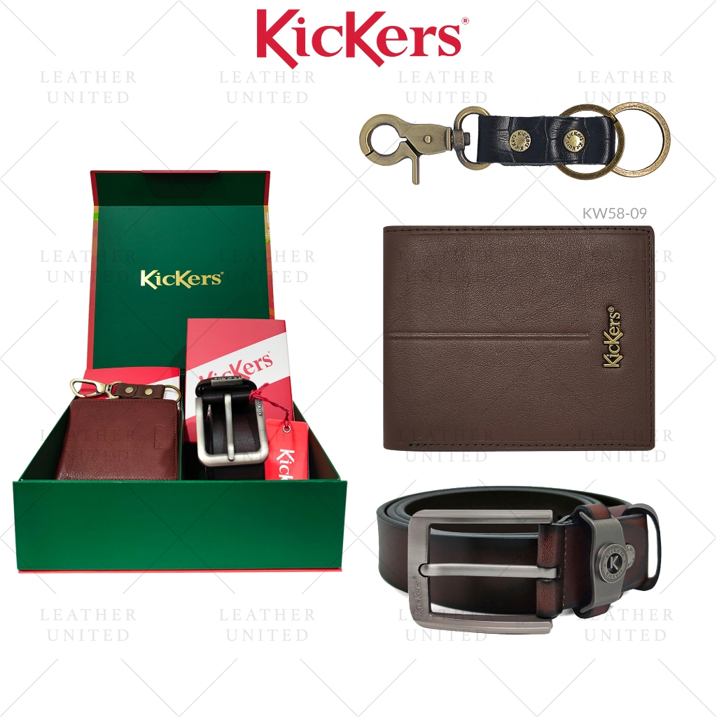 [GIFTSET SALE]Kickers Gift Set Box Genuine Leather Wallet & Belt with ...