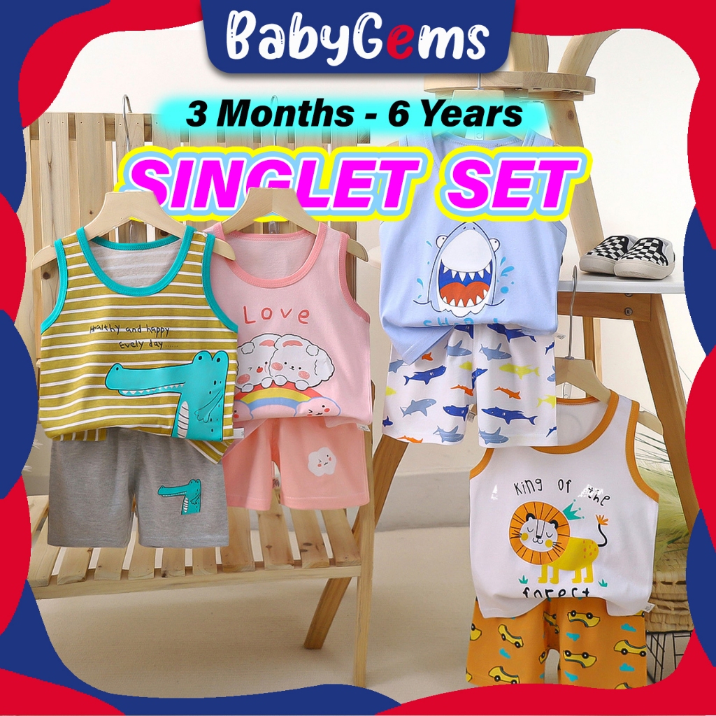 BABYGEMS Baby Clothing Set Baju Baby Boy Girl Singlet Baju Budak Lelaki ...