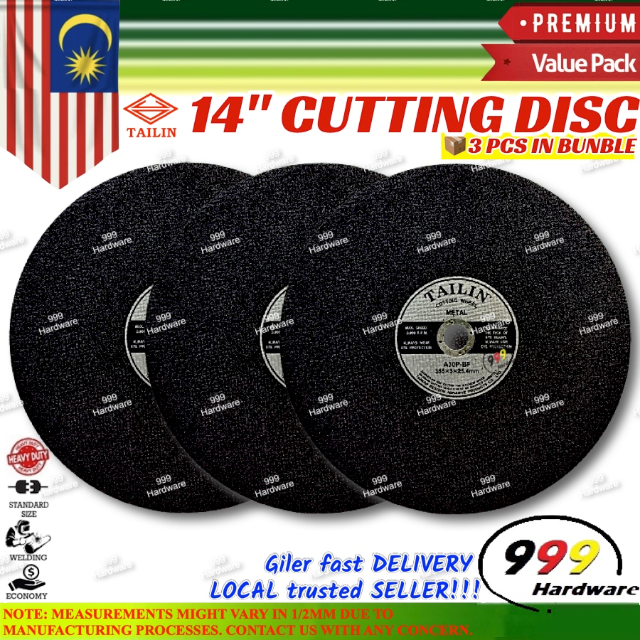 999 [3PC] 14" TAILIN BLACK CUTTING DISC / METAL CUTTING WHEEL FOR CUT ...