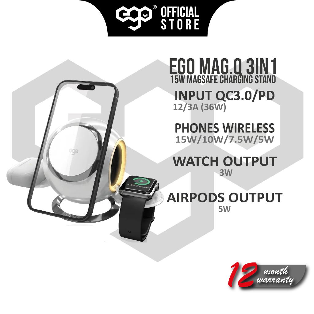 EGO Mag.Q 3in1 15W Magsafe Station With Wireless Charger | Shopee Malaysia