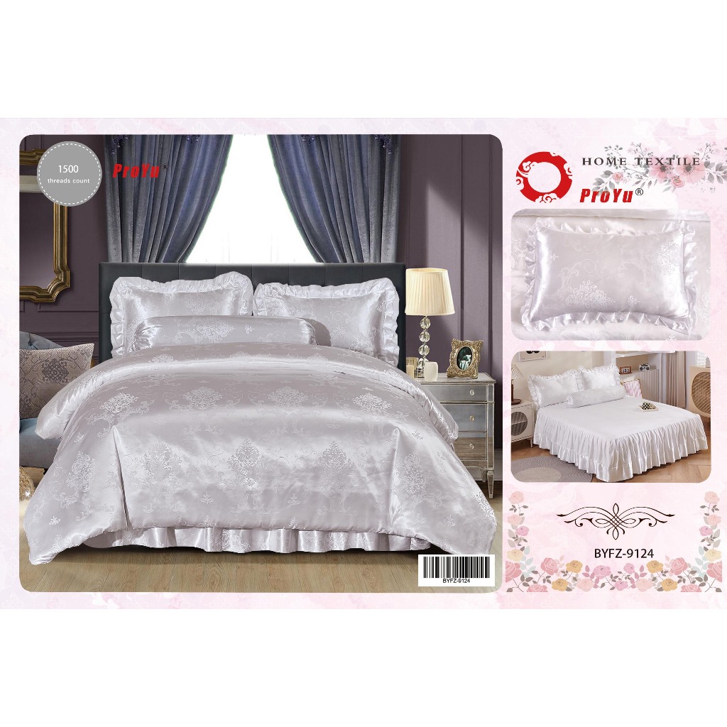 Cadar Pengantin Sutera Wedding Silk Bedsheet Queen King 6in1 Set ...