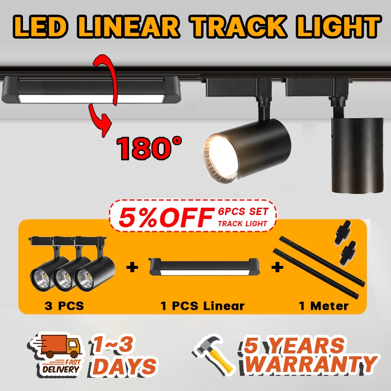 LED Track Light Magnetic Lampu spotlight 12W 20W 30W 40W Complete Set ...