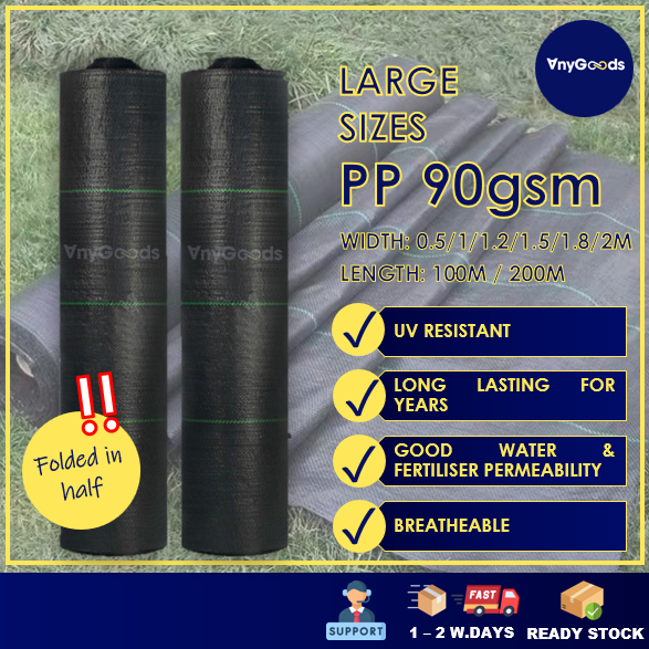 [100M / 200M Roll] 0.5M/1M/1.2M/1.5M/1.8M/2M 90gsm AnyGoods Weeds Control Mat Weedmat / Penutup ...