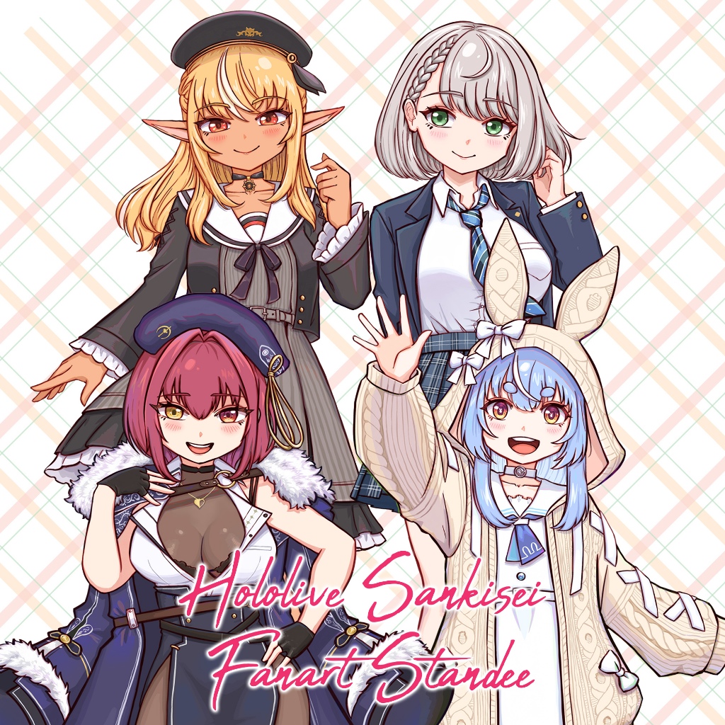 Hololive JP Sankisei Fanart Standee [Hoshou Marine, Usada Pekora, Shirogane Noel, Shiranui Flare ...