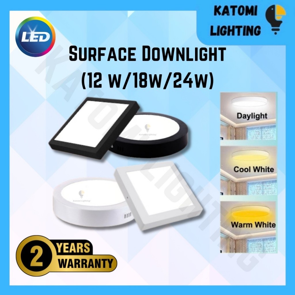 LED Surface Downlight 12W 18W 24W Black White / Lampu downlight ...