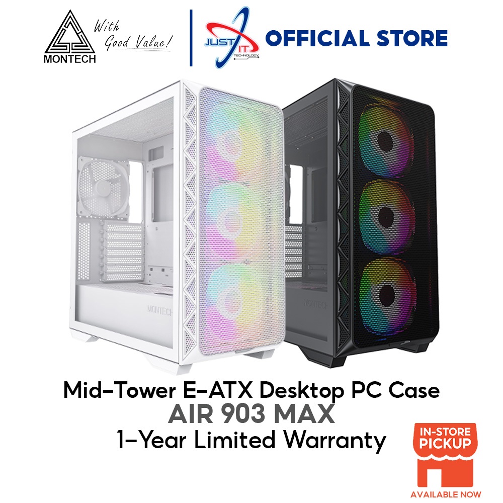 Montech Air 903 Max Mid-Tower E-ATX Desktop PC Case - Black/White ...
