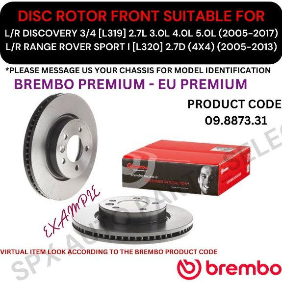 BREMBO GENUINE DISC BRAKE ROTOR (FRONT) FOR L/R DISCOVERY [L319] '05 ...