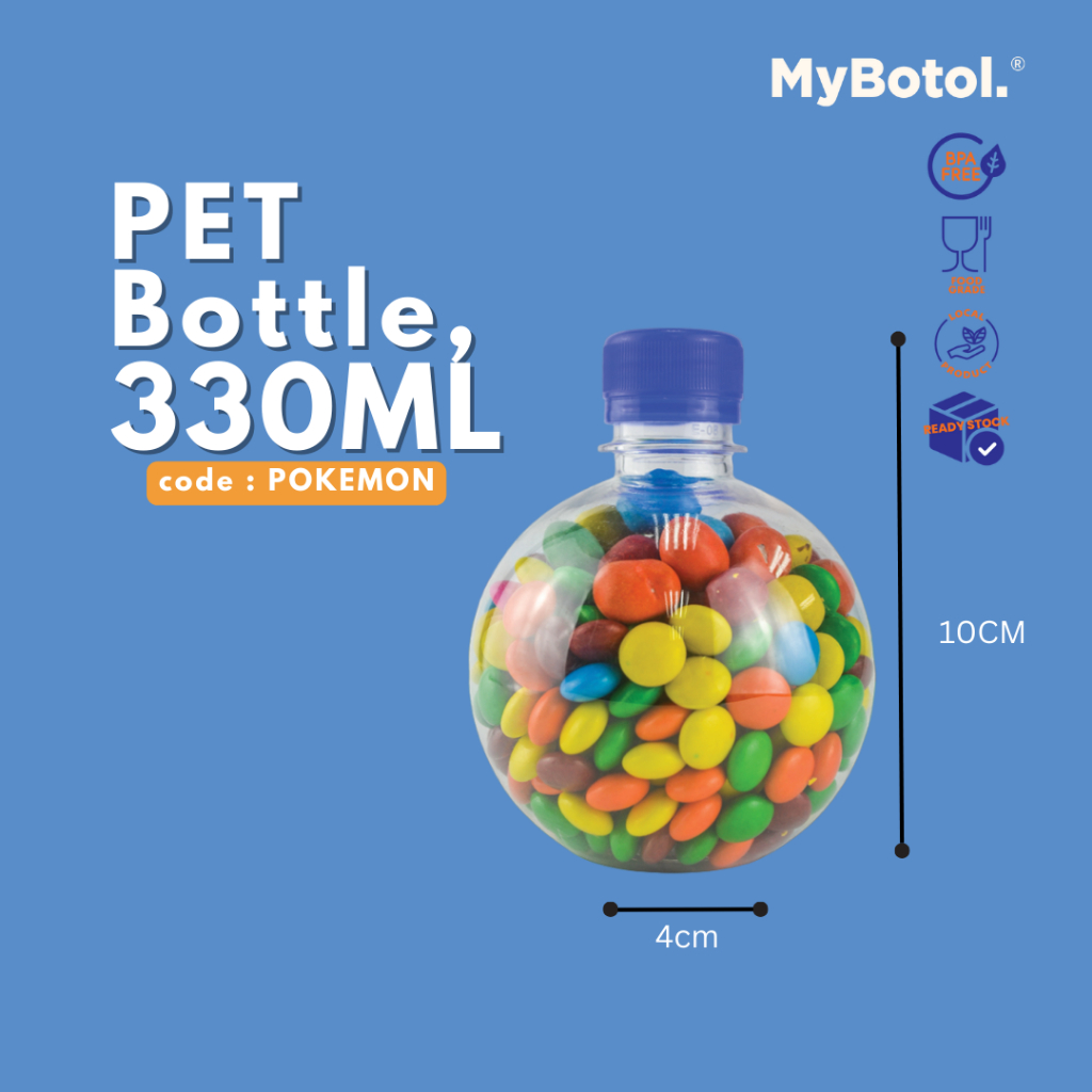 [mybotol] BOTOL PLASTIK BULAT 330ML | 100PCS Per Bundle | BOTOL MINUMAN ...