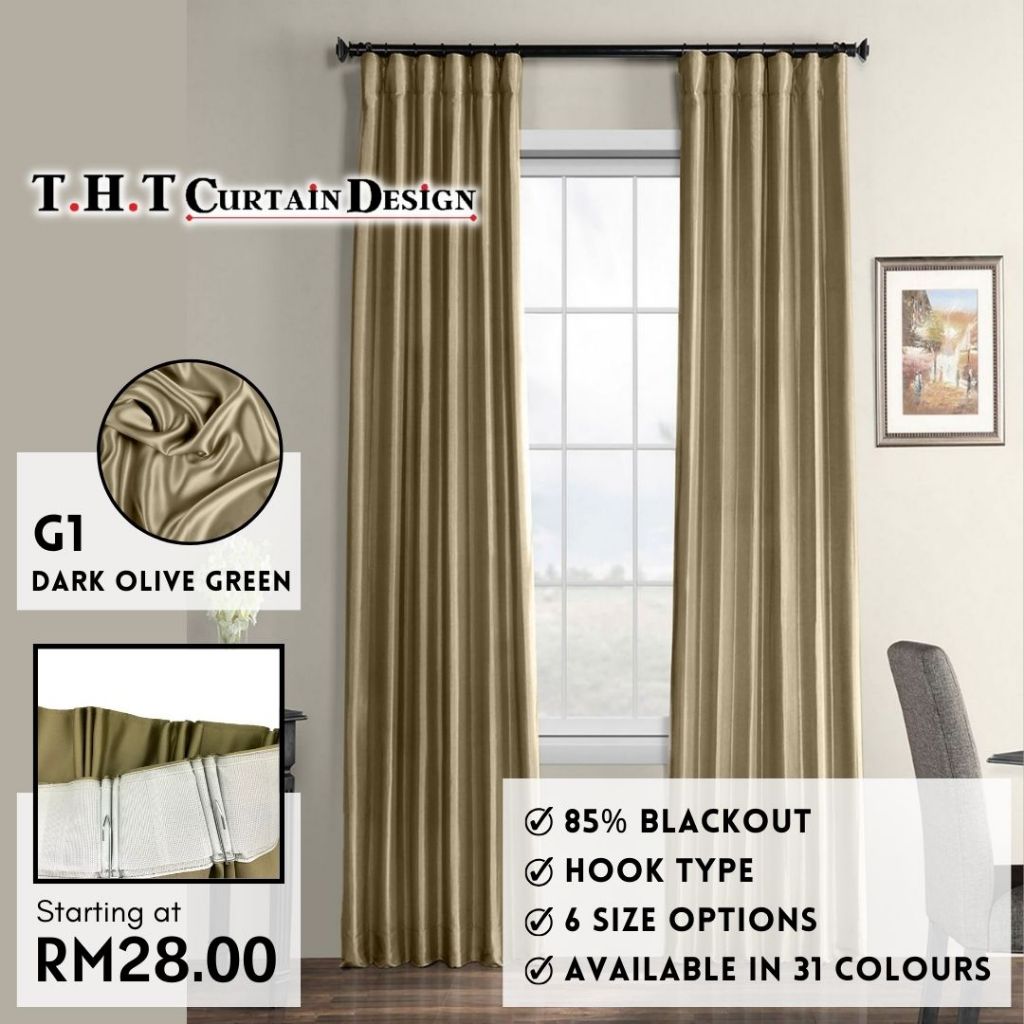 G1 DARK OLIVE GREEN! Siap Jahit Langsir Rumah, Langsir RAYA Kain Tebal ...