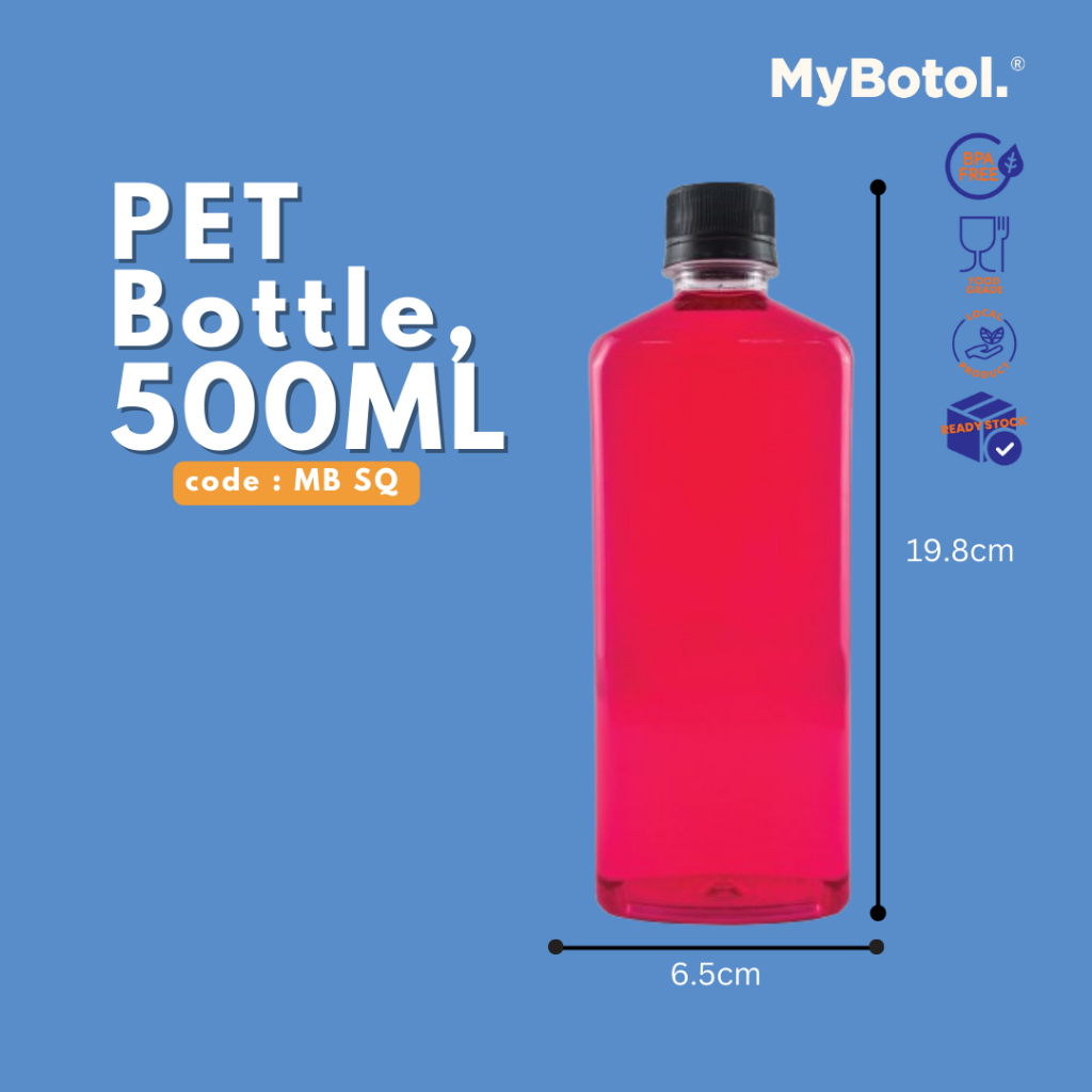 [mybotol] 500ML | 100PCS Per Bundle BOTOL PLASTIK KOSONG | BOTOL PETAK ...