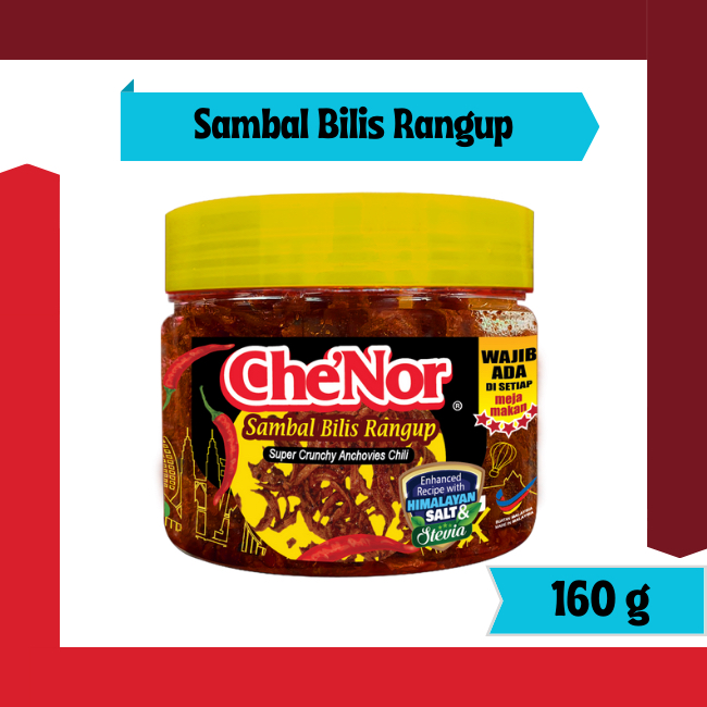 Che'Nor Sambal Garing ikan bills, Sambal Udang & Super Spicy 160gm ...