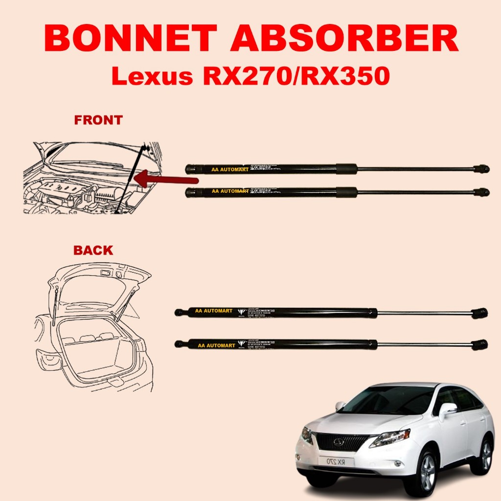 WARRANTY Lexus RX270/RX350 Front And Rear Bonnet Damper Rear Boot ...