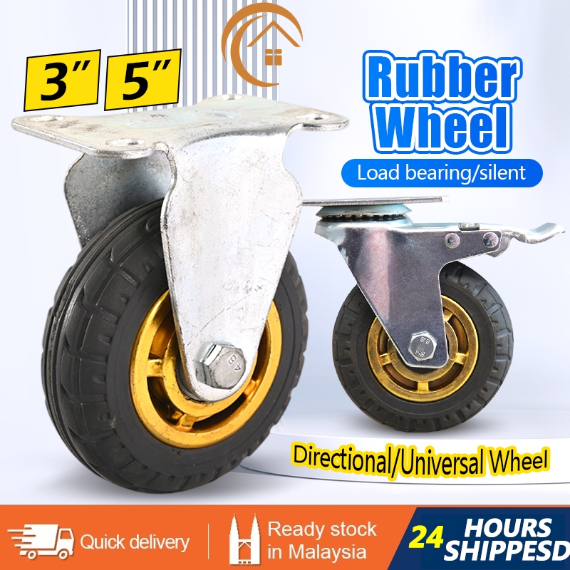 🔧3”5” Directional Universal Wheel Rubber Wheel Load Bearing Silent Roda ...