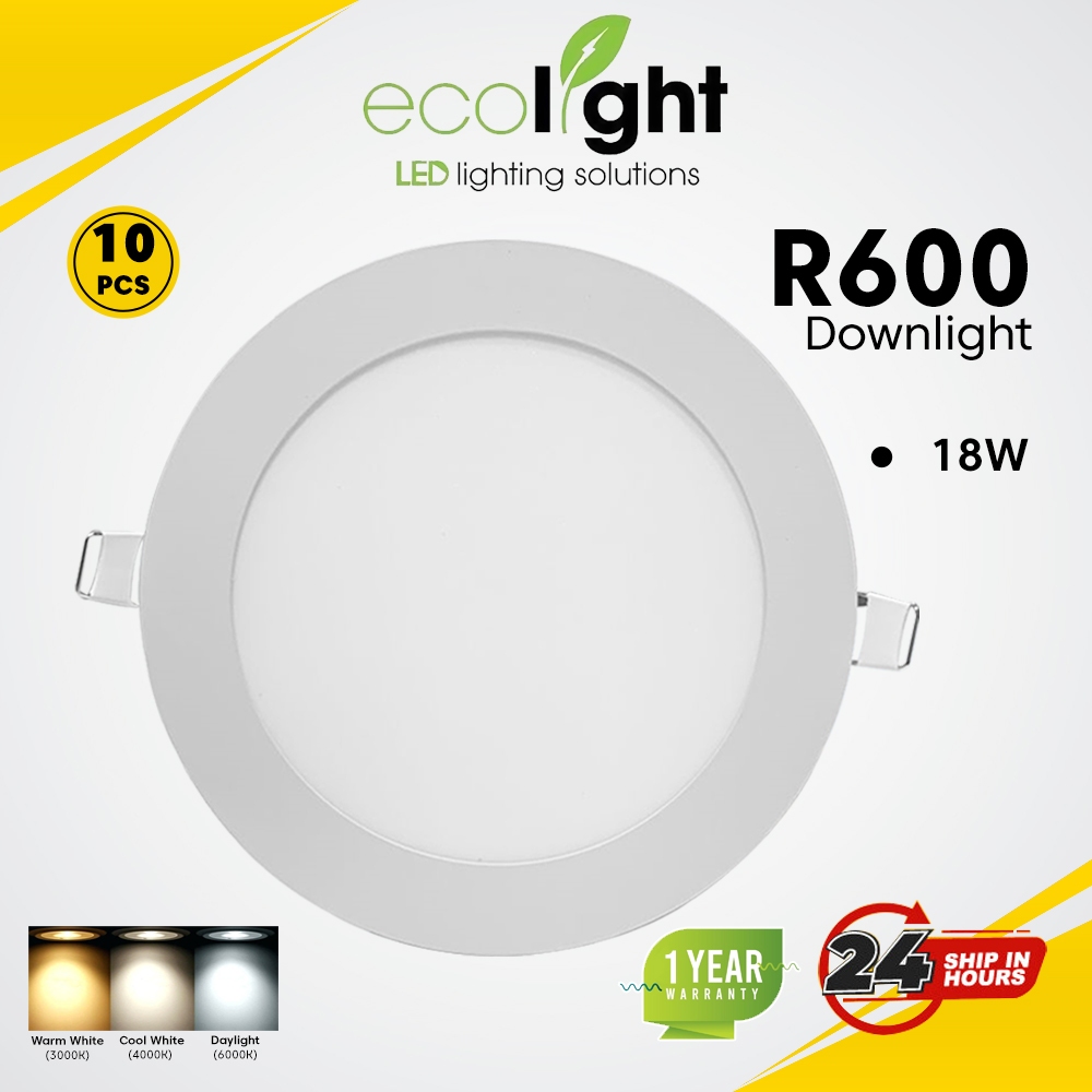 LED Panel EcoLight R600 Round Recessed 18W Plaster Ceiling 6.6inch LED ...
