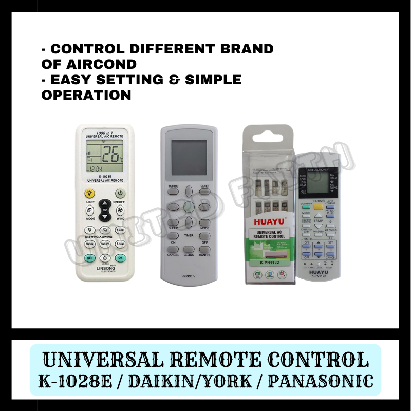 Universal Remote Control Aircond York / Daikin / Panasonic / K-1028E ...