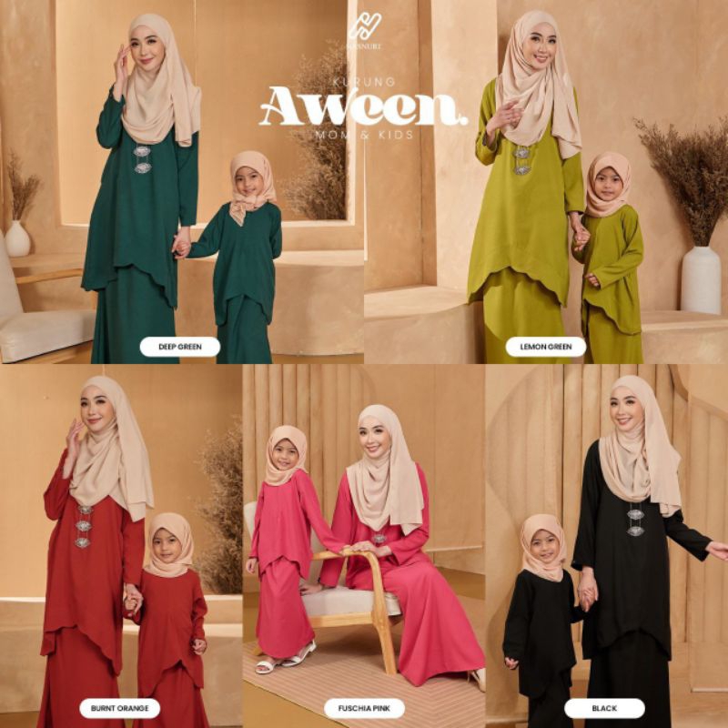 KURUNG AWEEN MOMS AND KIDS HASNURI READY STOK KURUNG REGULAR MODEN KAIN ...