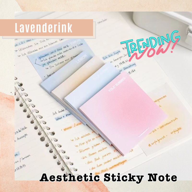50Pcs Aesthetic Gradient Sticky Note Memo Notepad Label Sticker ...