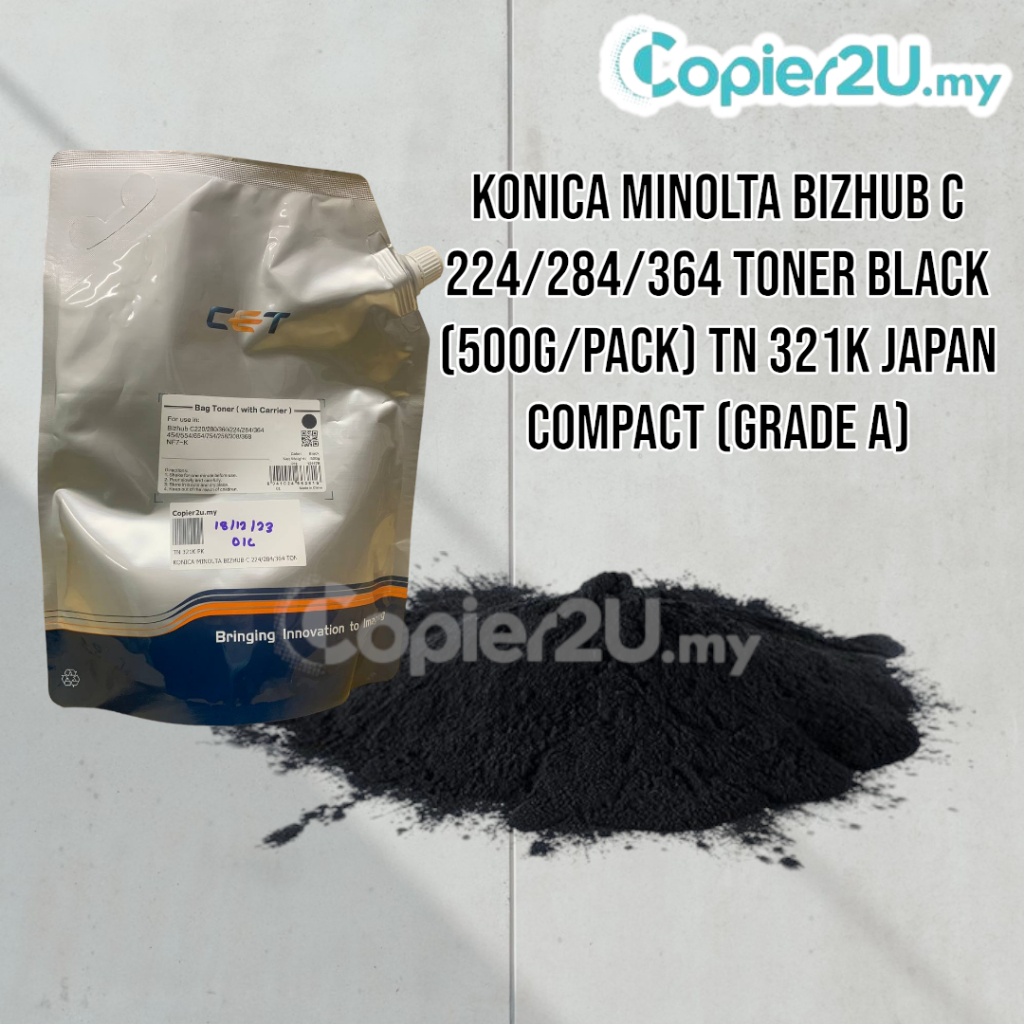 KONICA MINOLTA BIZHUB 224/284/364 TONER BLACK, 500g JAPAN (TN 321K PK ...