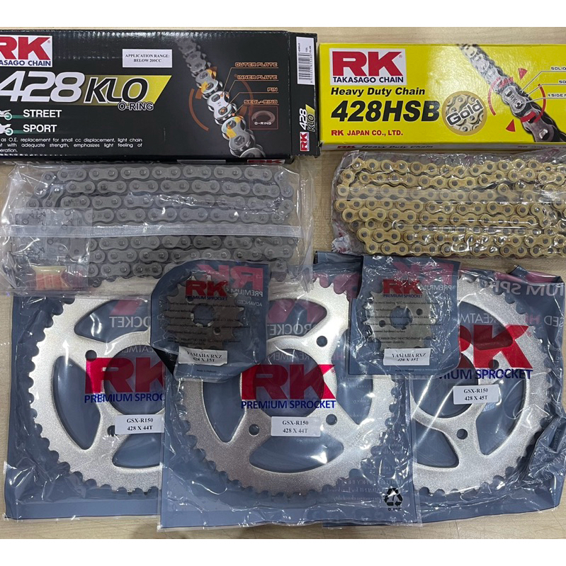 RK SUZUKI GSX150 GXS 150R SPROCKET & CHAIN SET (CHAIN 428KLO-123L ORING ...