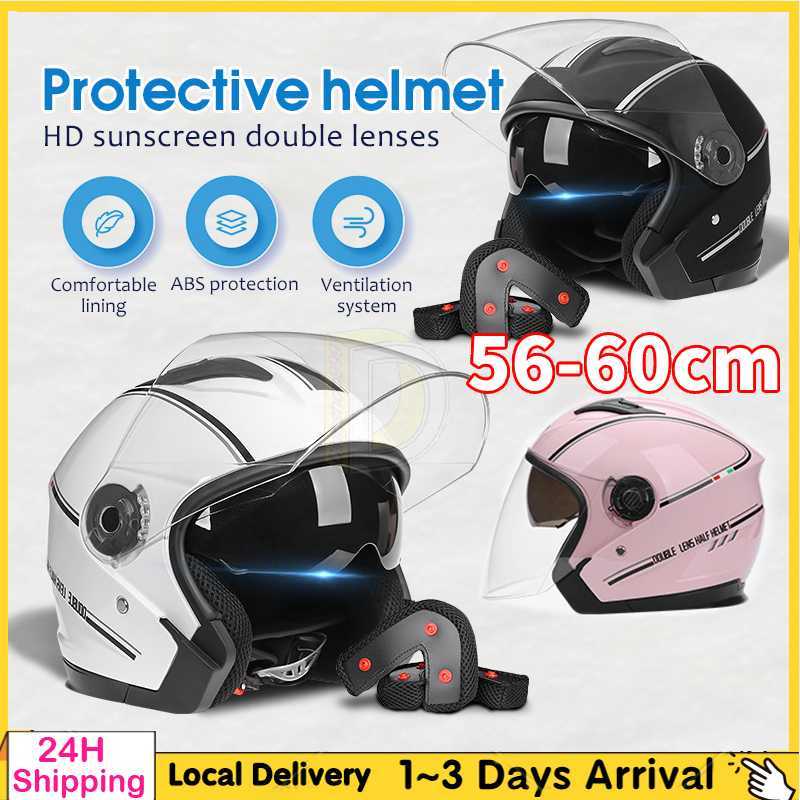🔥Helmet Motor Topi Keledar Motorcycle Helmets Double Visor Open Face ...