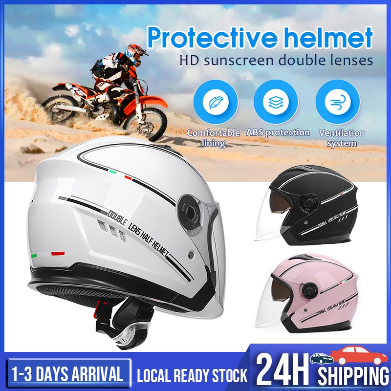 Motorcycle Helmet Double Visor Motor Helmet Electric Motorbike Half ...