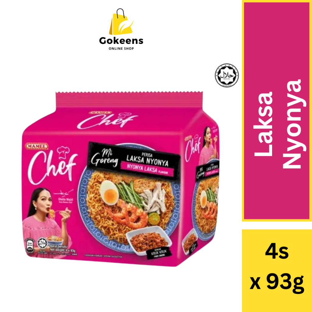 MAMEE Chef Laksa Nyonya Mi Goreng Instant Noodles 4 packs x 93g | Shopee Malaysia