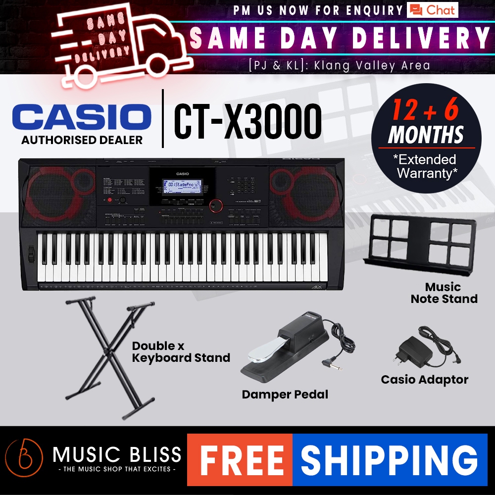 Casio CT-X3000 61-Keys Portable Keyboard with FREE Keyboard Stand and ...